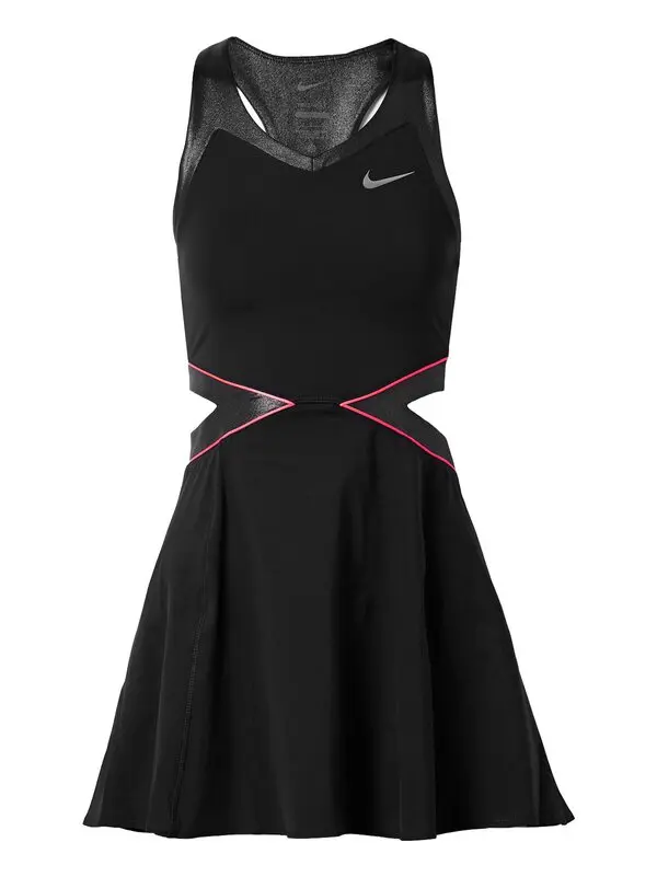 Nike Court Slam Cutout Metallic Dri-fit Tennis Dress - Black