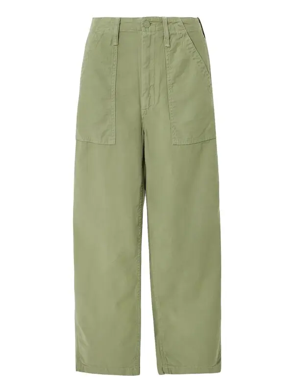 MOTHER The Fangirl Fatigue Flood Cotton-canvas Barrel-leg Pants - Green