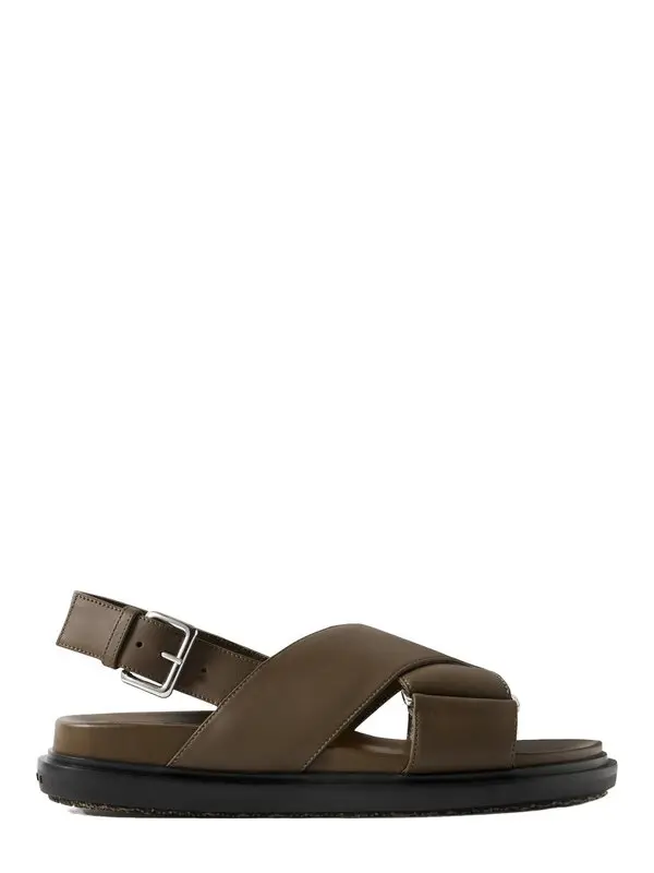 Marni Fussbett Leather Slingback Sandals - Green