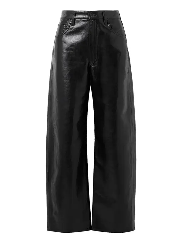 Citizens Of Humanity Ayla Baggy Recycled-leather Wide-leg Pants - Black
