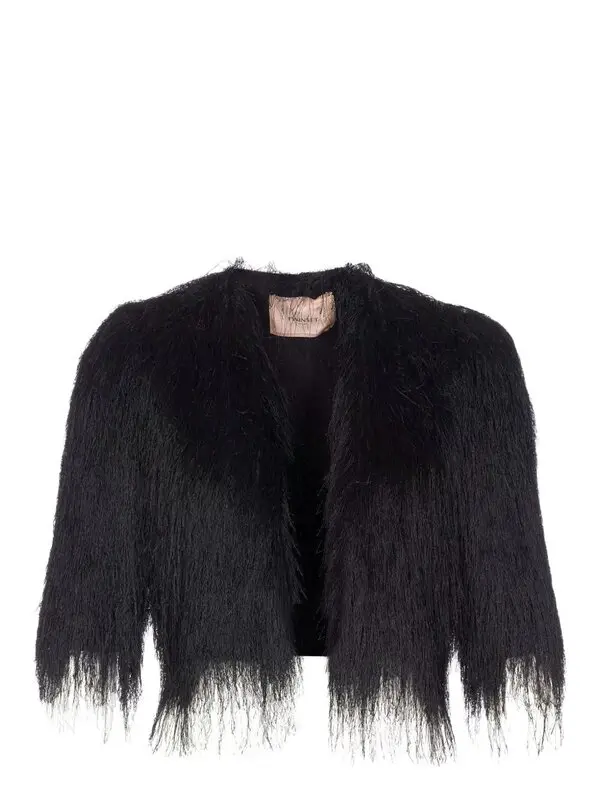 TWINSET Fringed Crew-neck Jacket - Black