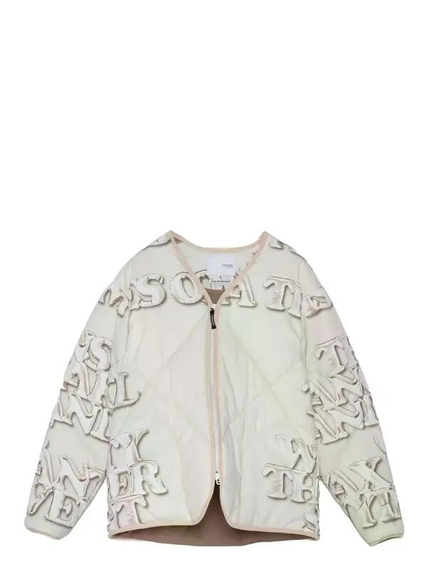 YOSHIOKUBO Quilted Graphic Zip-up Jacket - Neutrals