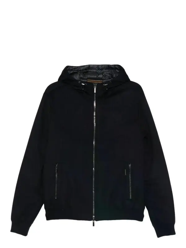 MOORER Hooded Zip-up Coat - Blue