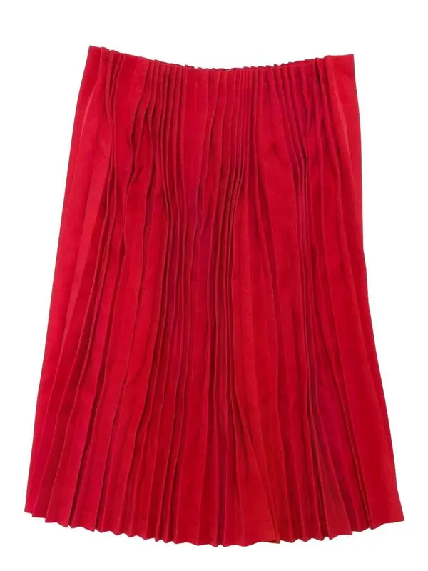 Comme Des Garçons Pleated Midi Skirt - Red