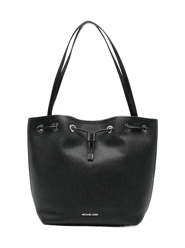 Michael Kors Leather Drawstring Tote - Black