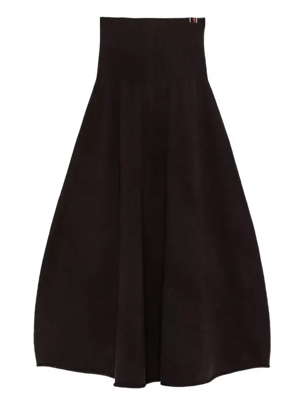 EXTREME CASHMERE X Ribbed-waistband Midi Skirt - Brown