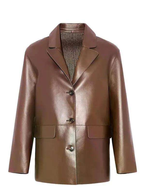 YVES SALOMON Leather Jacket - Brown