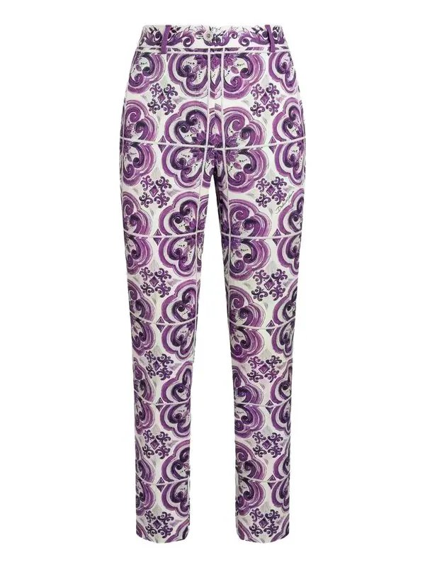 Dolce & Gabbana Majolica-print Trousers - Purple