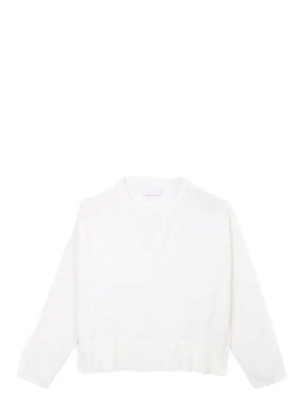 THE WHITE COMPANY Crewneck Wool And Cashmere-blend Jumper With Silk Trim - Porcelain