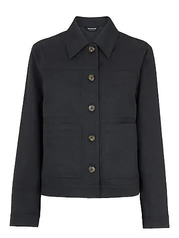 Whistles Mia Patch-pocket Cotton And Lyocell-blend Jacket - Barely Black