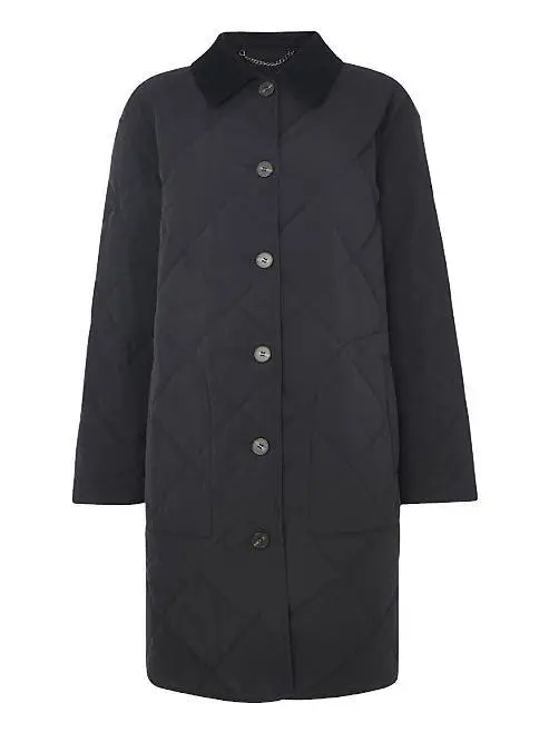 Whistles Corduroy-collar Quilted Stretch-woven Coat - Black