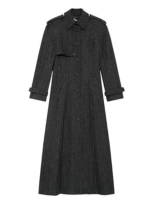 The Kooples Collared Long-sleeve Stretch Wool-blend Coat - Grey Flannel
