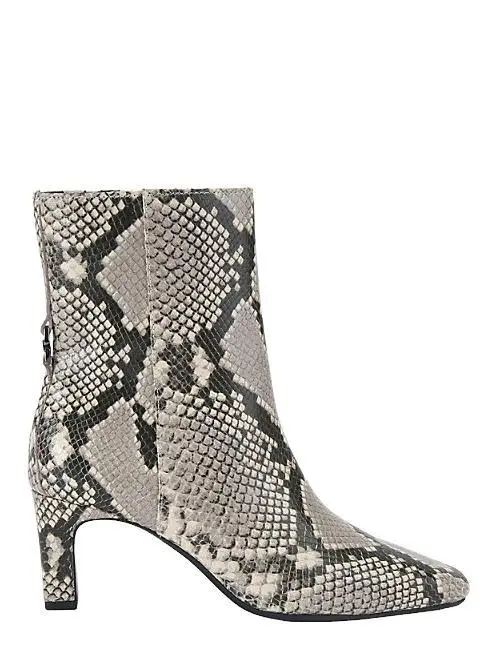 Kurt Geiger Printed Leather Heeled Ankle Boots - White/comb