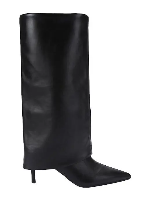 Kurt Geiger Fate Faux-leather Heeled Knee-high Boots - Black