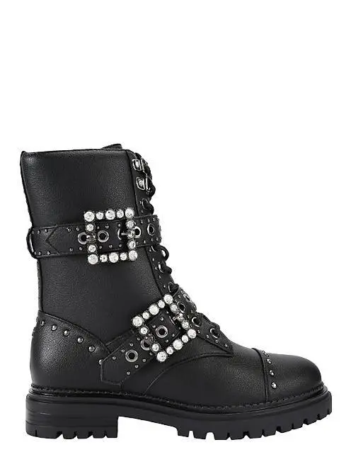 Kurt Geiger Tank Faux-leather Biker Boots - Black
