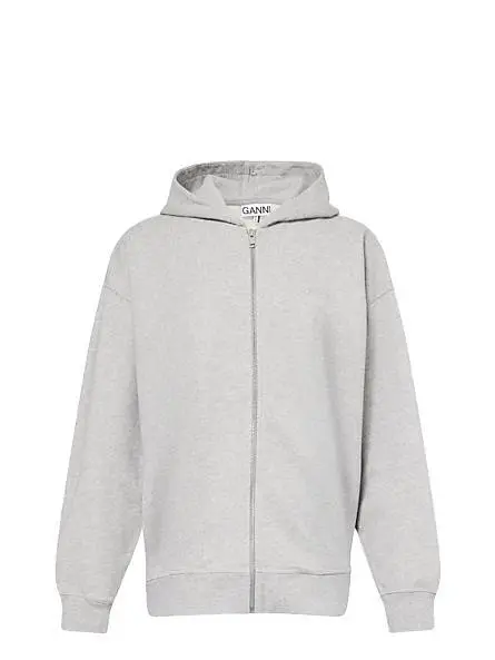 GANNI Teddy Relaxed-fit Cotton-jersey Hoodie - Paloma Melange