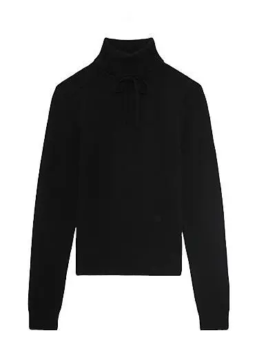 The Kooples Brand-embroidered Cashmere-blend Jumper - Black