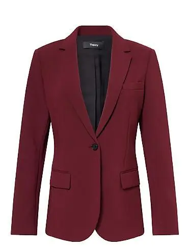 Theory Woven Notched-lapel Blazer - Grenache