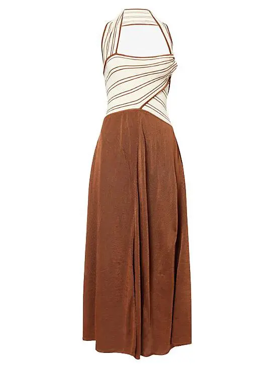 Zimmermann Hypnotic Halterneck Knit Midi Dress - Cream Tan