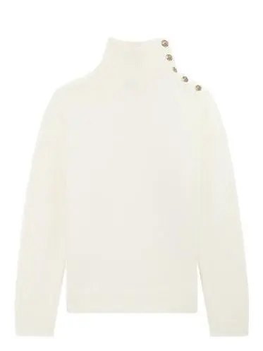 The Kooples Long-sleeve Wool Jumper With Button Neck - Ecru