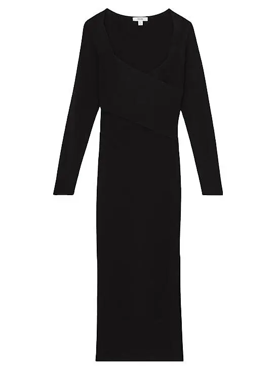 REISS Sophia Sweetheart-neck Stretch-knit Maxi Dress - Black