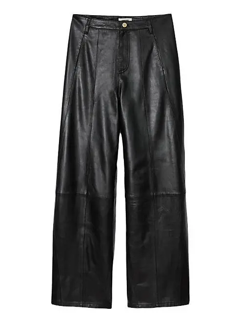 Sandro Wide-leg High-rise Leather Trousers - Black