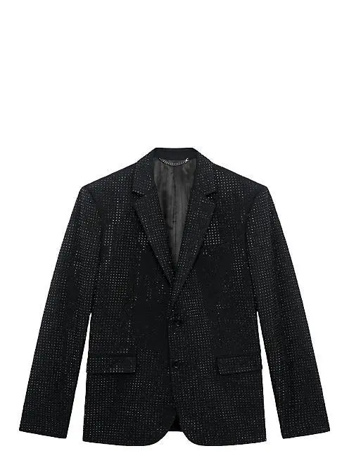 The Kooples Single-breasted Rhinestone-embellished Woven Blazer - Black