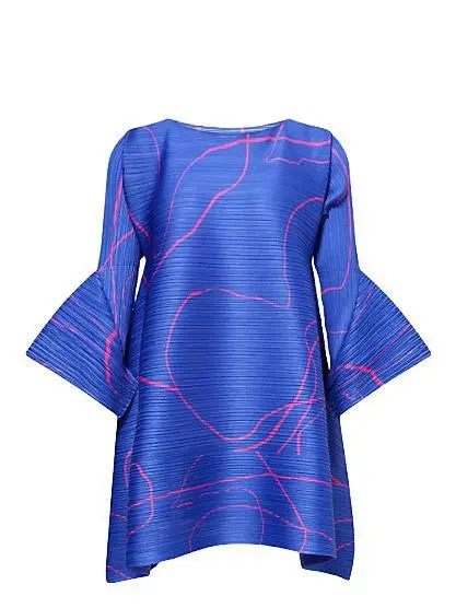 Issey Miyake Pause Tunique Plisse Knitted Top - Blue