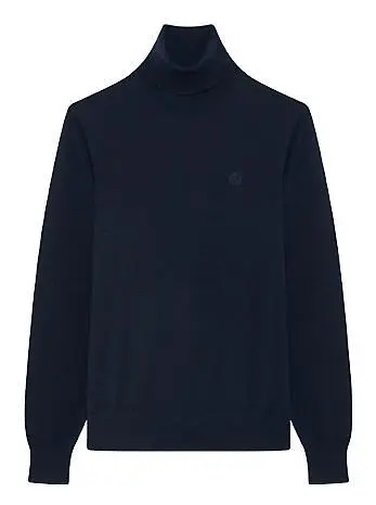 The Kooples Logo-embroidered Wool Jumper - Navy