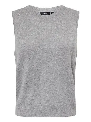 Theory Sleeveless Crewneck Cashmere Top - Husky
