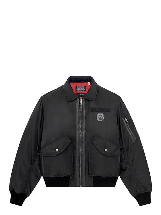 The Kooples X Schott Branded Shell Bomber Jacket - Black
