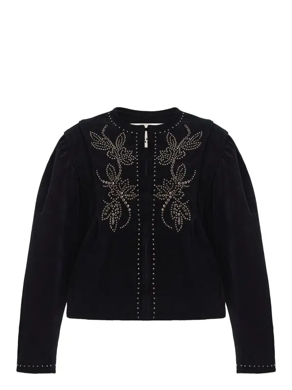 Isabel Marant Pietra Embellished Velvet Bomber Jacket - Black
