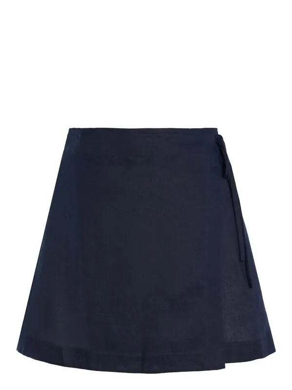 Bondi Born Leiden Linen Mini Wrap Skirt - Blue