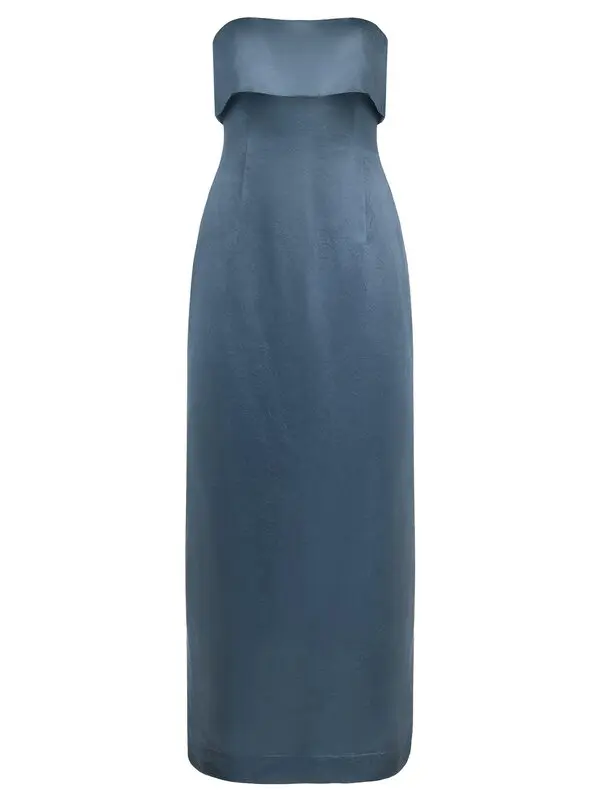 Bondi Born Kobe Strapless Crinkled-satin Maxi Dress - Blue
