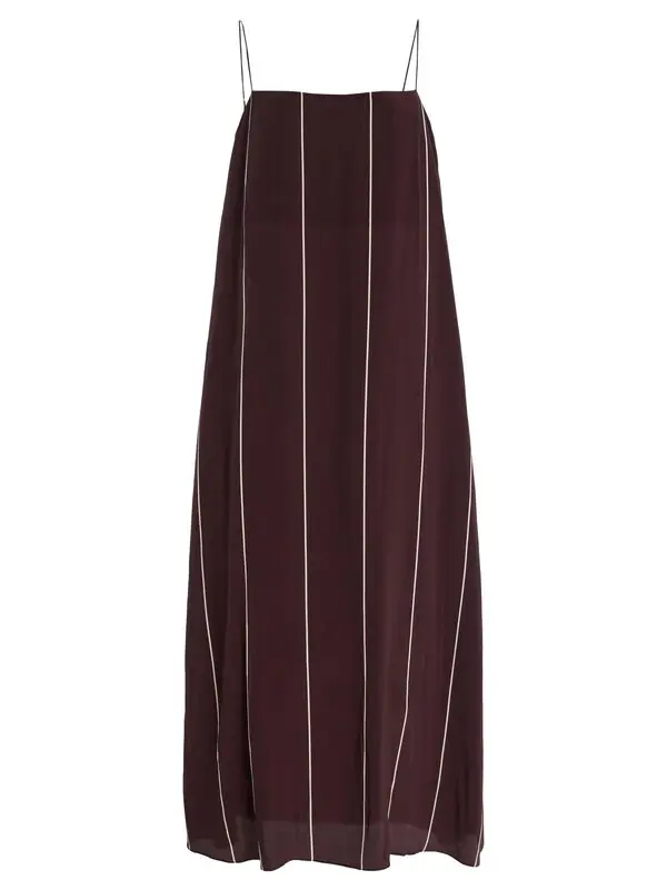 Bondi Born Orta Striped Silk Maxi Slip Dress - Brown