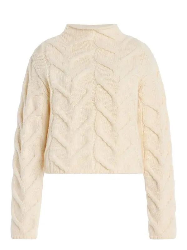 FRAME The Cable Funnel-neck Wool Sweater - Ivory