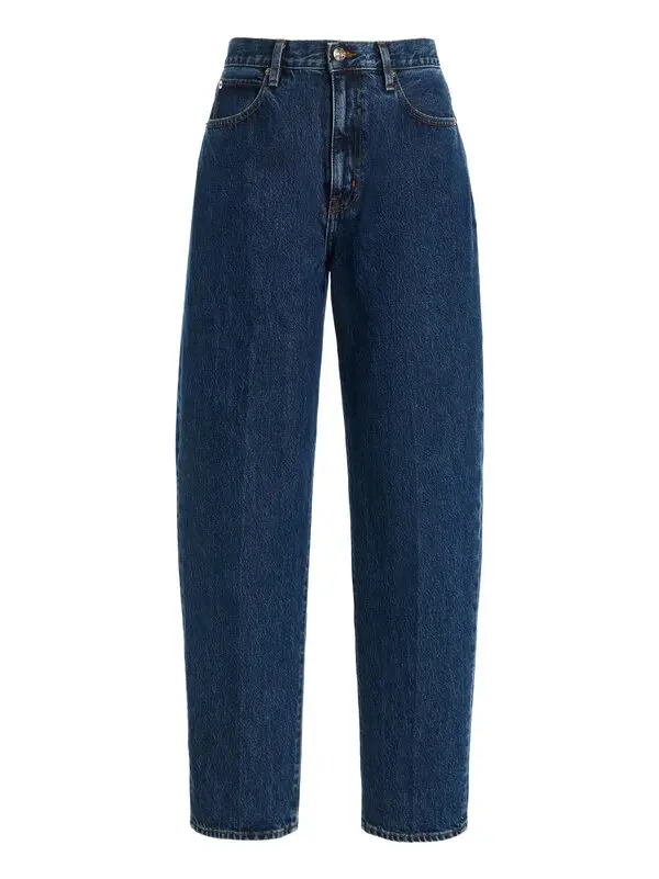 FRAME The Neat High-rise Barrel-leg Jeans - Dark Wash