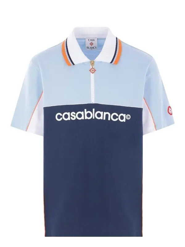 Casablanca Oversized Color Block Polo - Blue