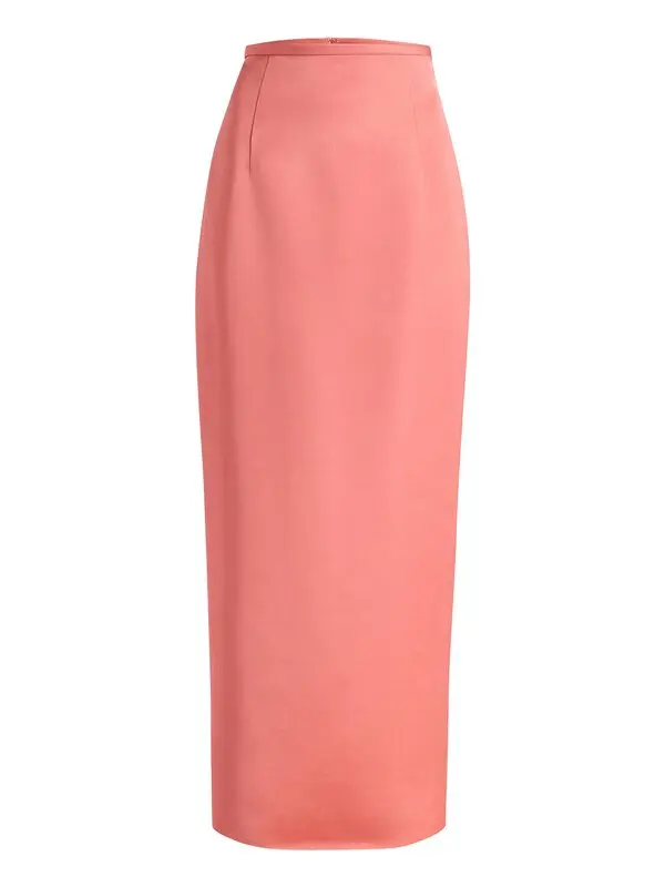 Khaite Winton Satin Midi Skirt - Coral