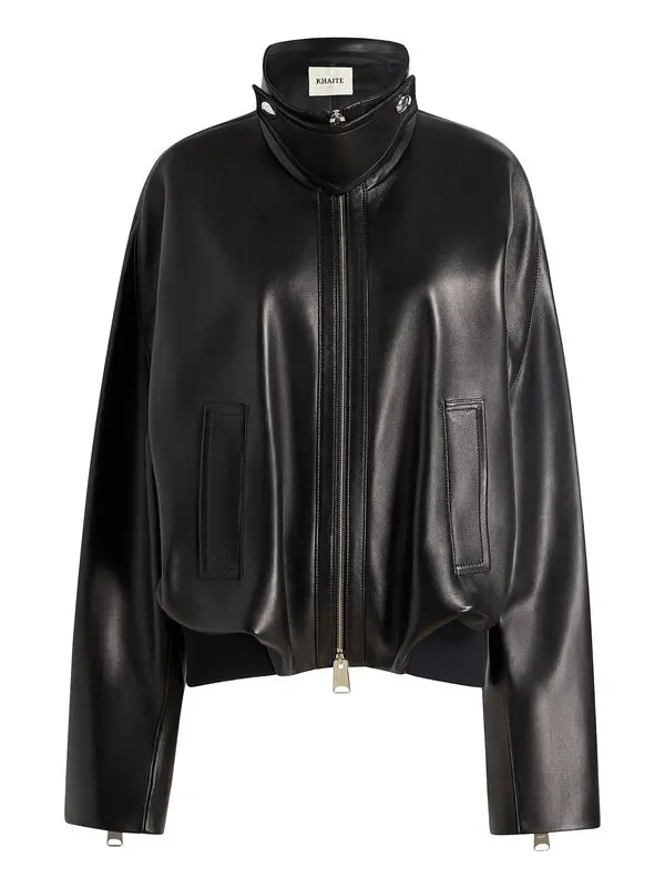 Khaite Hamett Plonge Leather Jacket - Black
