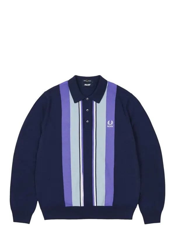 PALACE X Fred Perry Long Sleeve Knitted Shirt - Purple