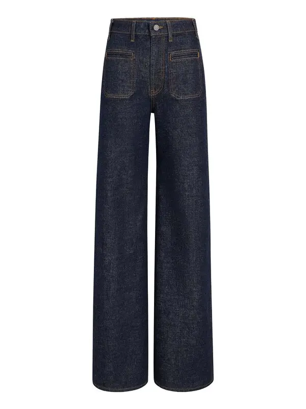 Khaite Delmonico Stretch High-rise Wide-leg Jeans - Dark Wash