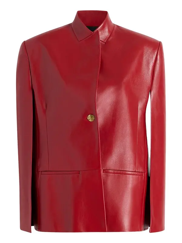 Khaite Dolso Cape-sleeve Plonge Leather Jacket - Red