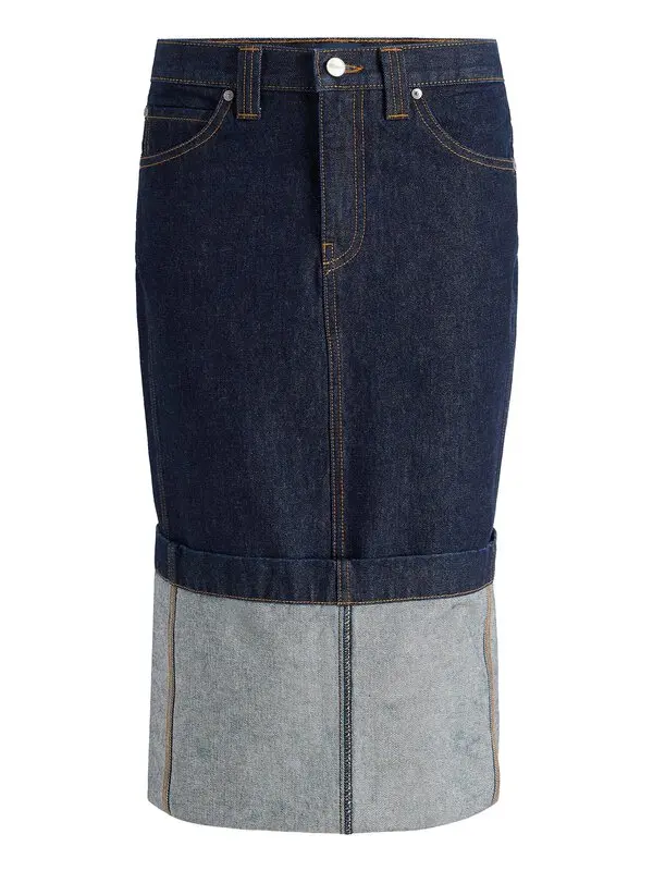 Khaite Kilian Denim Midi Skirt - Dark Wash