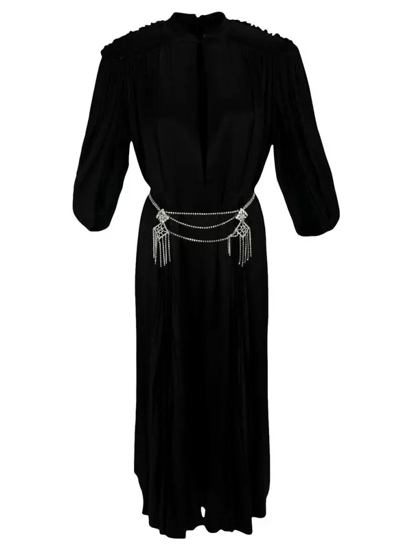 Gucci Cape Sleeve Crystal-embellished Gown - Black