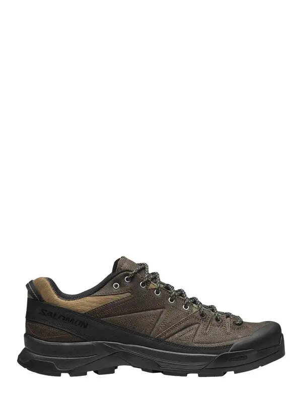 SALOMON X-alp Distressed Leather Sneakers - Brown