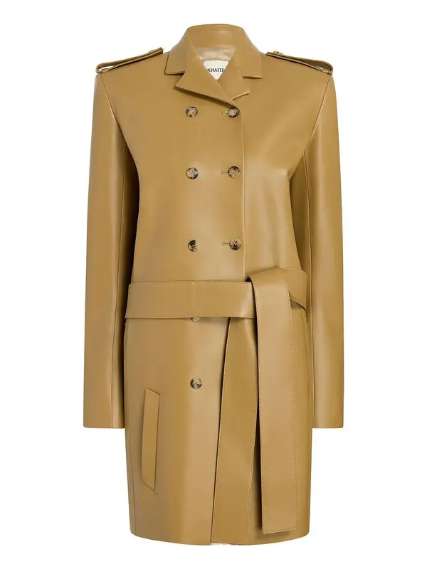 Khaite - Sadra Plonge Leather Double-Breasted Coat