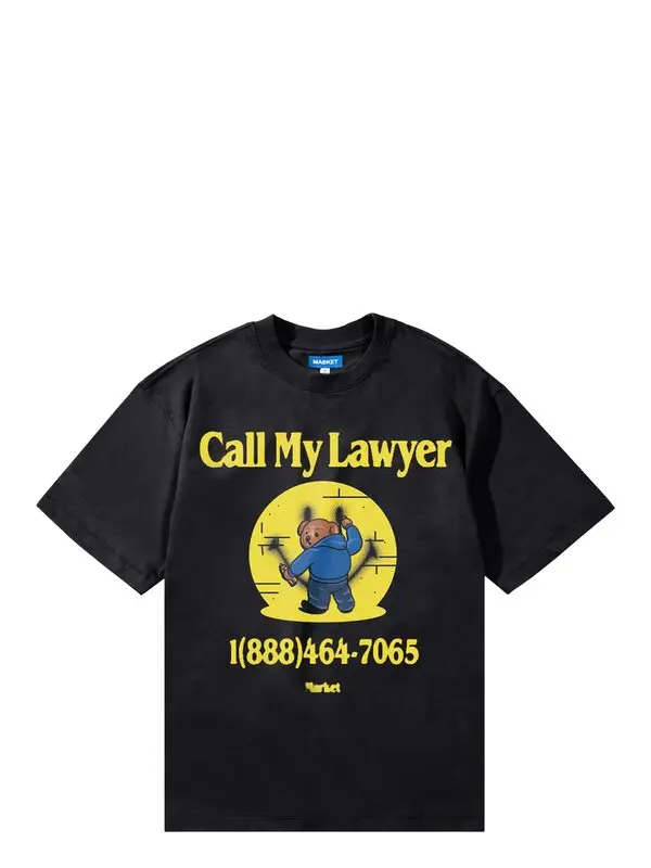 MARKET Smiley Call My Lawyer Bear T-shirt - Black