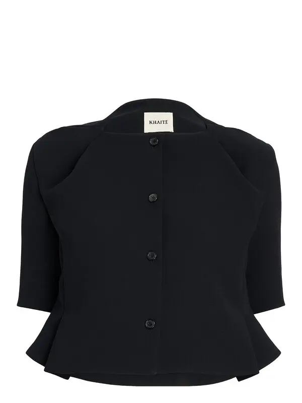 Khaite Franc Crepe Peplum Jacket - Black