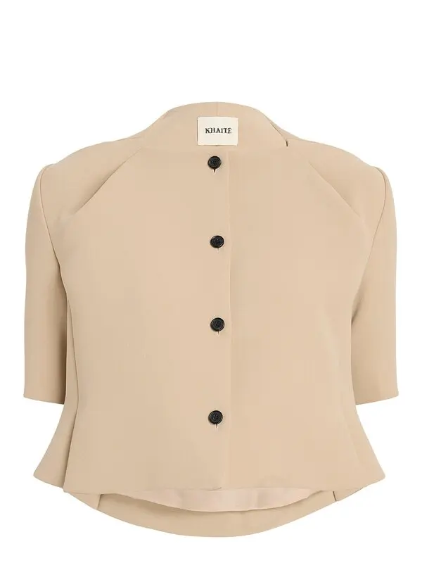 Khaite Franc Crepe Peplum Jacket - Nude